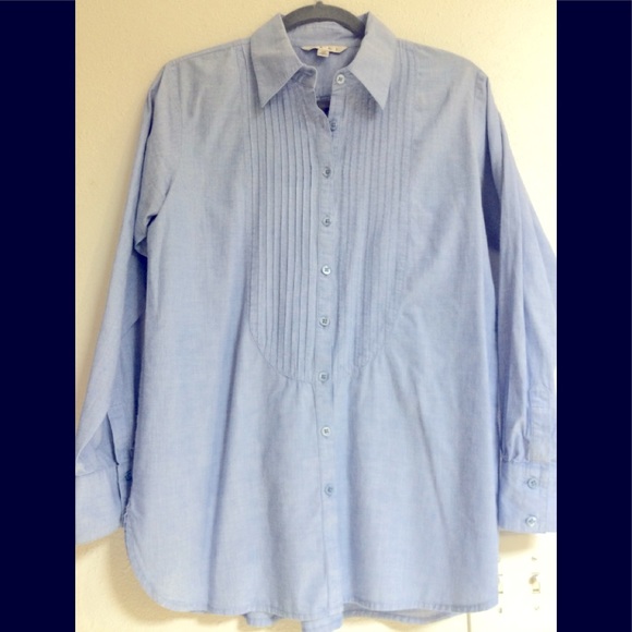 CAbi | Tops | Tuxedo Button Back Shirt | Poshmark